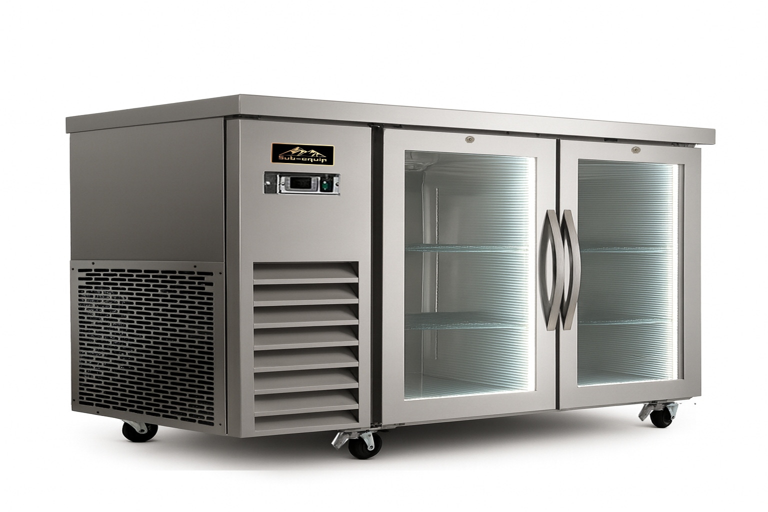 Sub-equip, CBB27-60-2HG-S, 60" Stainless Steel Countertop height Glass ...