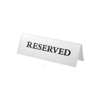 White Plastic Reserved Sign, 15x5cm (SGN-5W) | Chefcoca