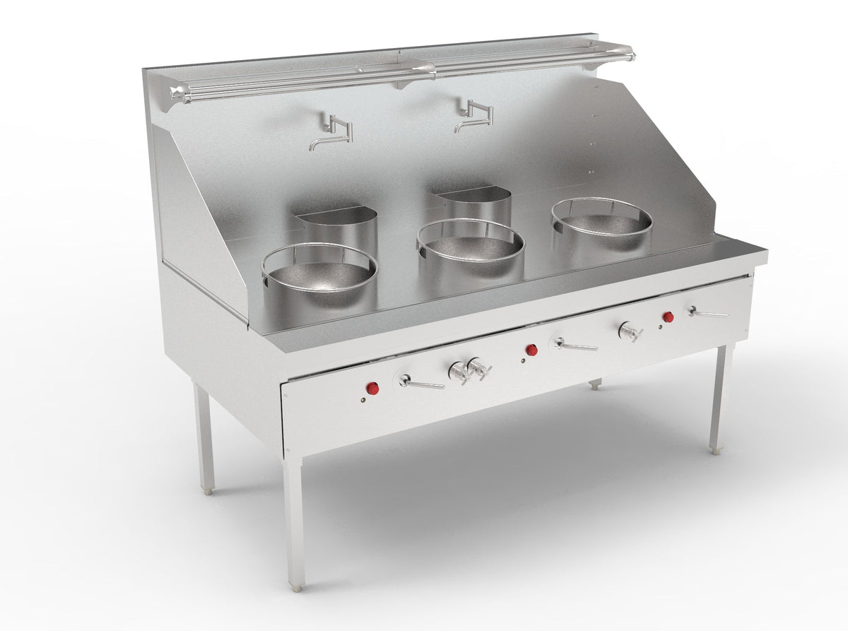 Turbo Range WR3-72-NG, 72" Triple Burner Wok Range, Natural Gas 240,000 ...